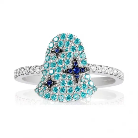 APM 纯银镶晶钻湖水蓝&藏青色戒指 A19366KIM-小迈步海淘品牌官网