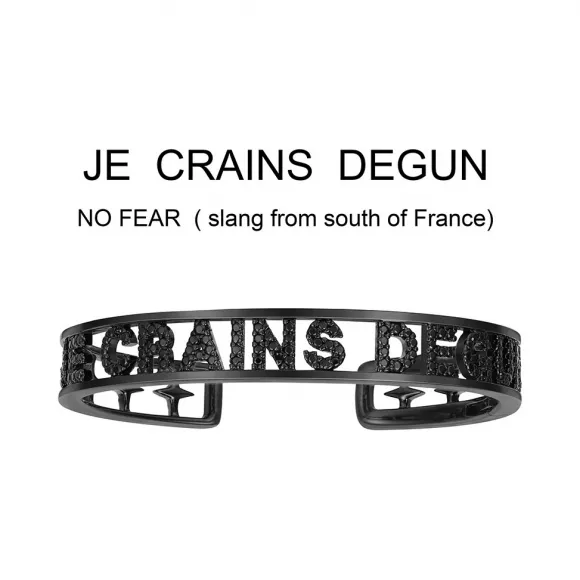 APM 黑色纯银镶晶钻 'JE CRAINS DEGUN' 开口手镯 AB3629BZR-小迈步海淘品牌官网