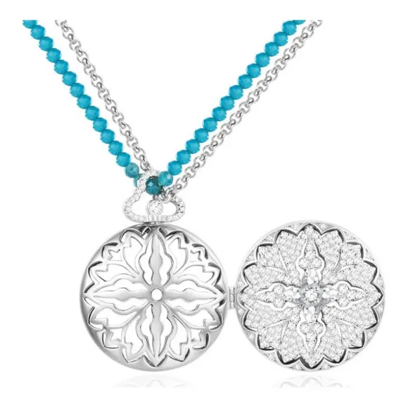 APM 纯银镶晶钻 KALÉIDOSCOPE 项链配花朵怀表式吊坠 AC4551XAT-小迈步海淘品牌官网