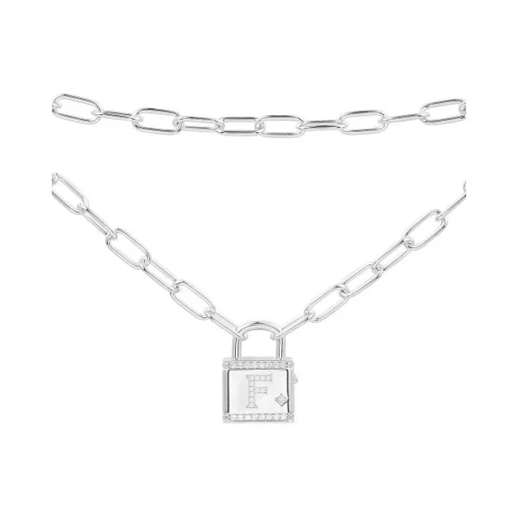 APM 【预售】字母F吊坠锁项链 - 银白色【30天内发货】 AC5850OXF-小迈步海淘品牌官网