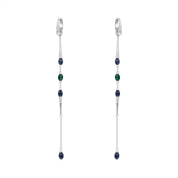 APM 纯银镶晶钻蓝绿糖果长耳环 AE10308M-小迈步海淘品牌官网