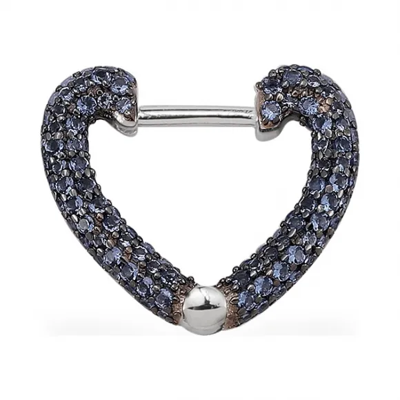 APM 单只藏青色心形小耳环 - 银白色 AE12276KB-小迈步海淘品牌官网