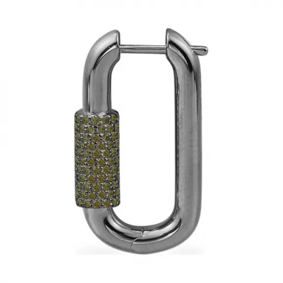 APM 单只卡其色环扣耳环 - 深灰色银 AE12977ABR-小迈步海淘品牌官网