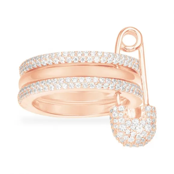 APM 粉金色纯银镶晶钻别针戒指 R17064OX-小迈步海淘品牌官网