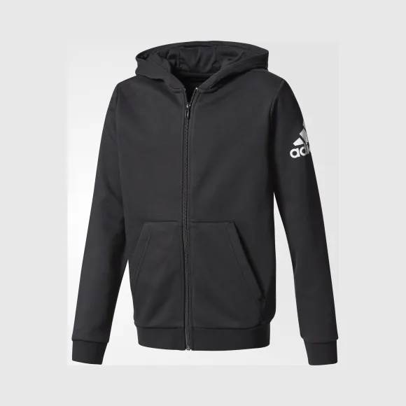 阿迪达斯/Adidas YB LOGO FZ HOOD 针织夹克 CE8626-小迈步海淘品牌官网