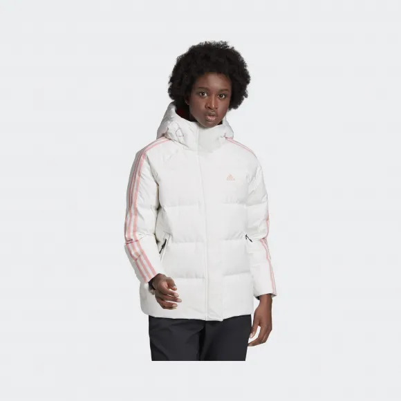 阿迪达斯/Adidas 运动表现 白/荣耀粉 女士 W PUFF DOWN JKT 户外运动羽绒服 GF0002-小迈步海淘品牌官网