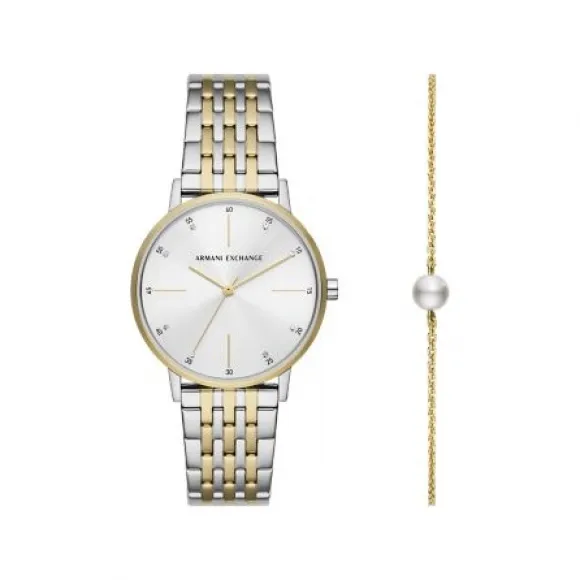 Armani Exchange 36MM 不锈钢 石英机芯 女士 腕表 AX7156SET-小迈步海淘品牌官网