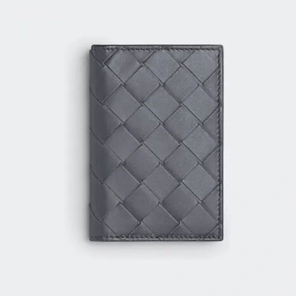 葆蝶家/Bottega Veneta 闪电灰 / 泳池蓝 牛皮革 翻盖卡包 592619VCPQ61249-小迈步海淘品牌官网