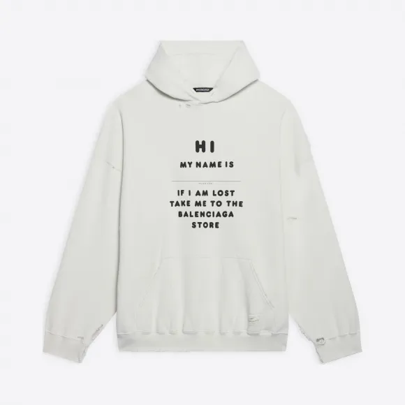 巴黎世家/Balenciaga 女士 HI MY NAME IS宽松连帽卫衣 651799TKVF29081-小迈步海淘品牌官网