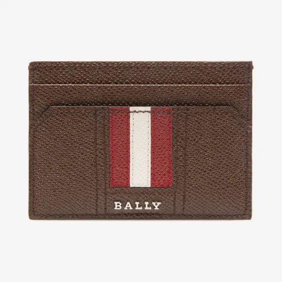巴利/Bally 咖啡棕压纹牛皮卡片夹 6221814-小迈步海淘品牌官网