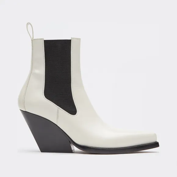 葆蝶家/Bottega Veneta 蜡白色 BV LEAN短靴 639826-V01M0-8279-小迈步海淘品牌官网