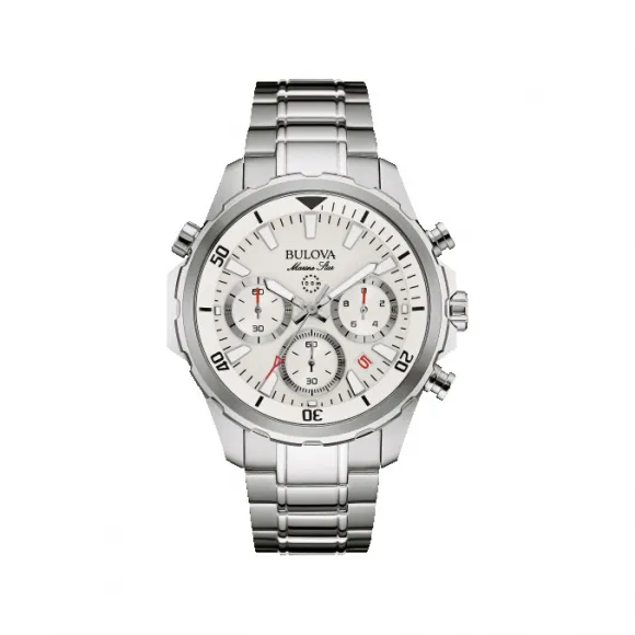 宝路华/Bulova Marine Star 系列 43 mm 银色不锈钢 石英机芯 男表 96B255-小迈步海淘品牌官网