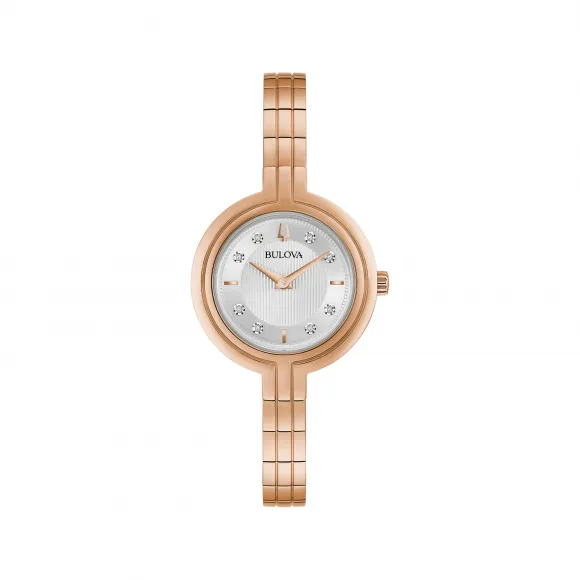 宝路华/Bulova Diamond 系列 30 mm 玫瑰金色不锈钢 女表 97P145-小迈步海淘品牌官网