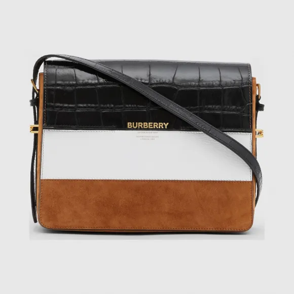 博百利/Burberry Grace - 大号麂皮拼压花皮革格雷丝包 (白色 / 枫木色) - 女士 80229971-小迈步海淘品牌官网