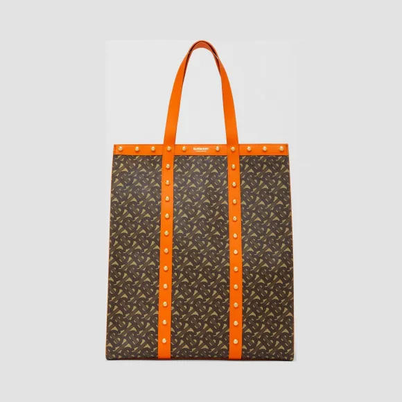 博百利/Burberry 专属标识印花环保帆布竖版托特包 (亮橘色) 80230131-小迈步海淘品牌官网