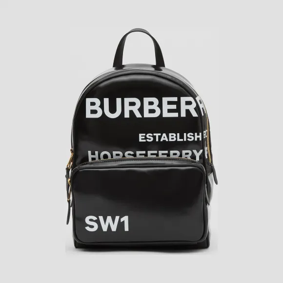 博百利/Burberry Horseferry 印花涂层帆布双肩包 (黑色) 80230381-小迈步海淘品牌官网