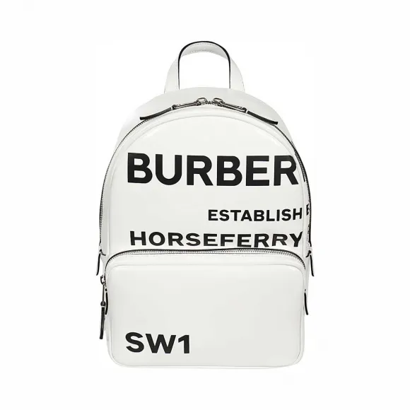 博百利/Burberry Horseferry 印花涂层帆布双肩包 (白色) 80230391-小迈步海淘品牌官网