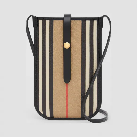 博百利/Burberry 标志性条纹环保帆布手机保护套（含背带） (典藏米色) 80260021-小迈步海淘品牌官网