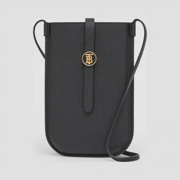 博百利/Burberry 粒纹皮革手机保护套（含背带） (黑色) 80265831-小迈步海淘品牌官网