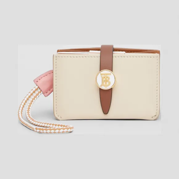 博百利/Burberry 专属标识图案拼色皮革卡片夹 (棕褐色 / 浅铜色 / 牡丹粉) - 女士 80265991-小迈步海淘品牌官网