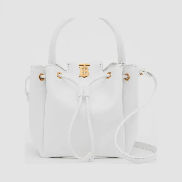 博百利/Burberry 专属标识图案皮革水桶包 (光白色) - 女士 80285421-小迈步海淘品牌官网