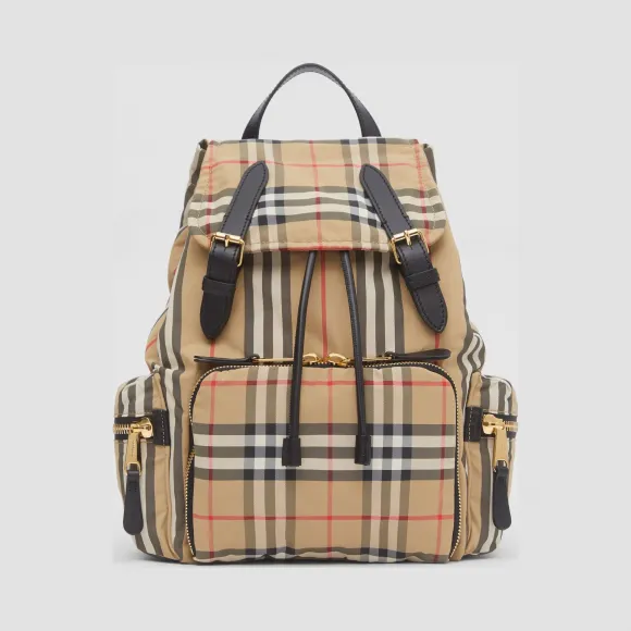 博百利/Burberry 女士 The Rucksack - 中号 Vintage 格纹 ECONYL® 军旅背包 80327091-小迈步海 ...