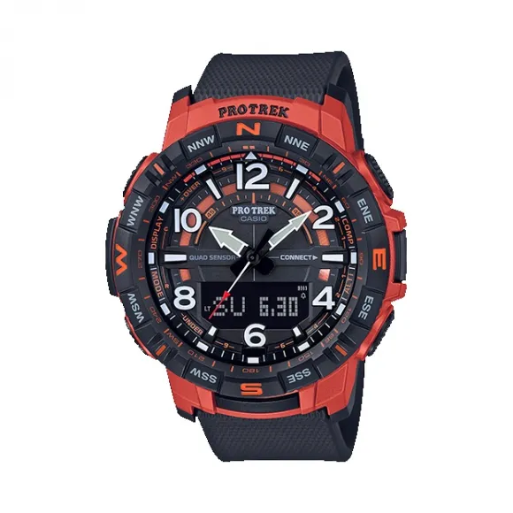 卡西欧/Casio PRO TREK 首款搭载蓝牙连接功能 全新四重感应器 防水运动户外男表PRT-B50-小迈步海淘品牌官网