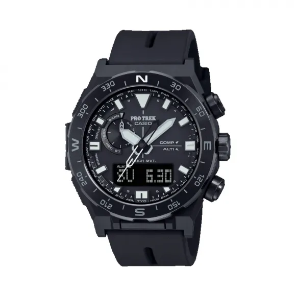 卡西欧/Casio PRO TREK 金属可旋转表圈 防水太阳能动力六局电波运动户外男表PRW-6800-小迈步海淘品牌官网