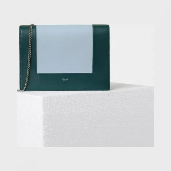 思琳/Celine Frame矿石蓝和深绿色光滑小羊皮链条晚装包 107773AO4.07ML-小迈步海淘品牌官网