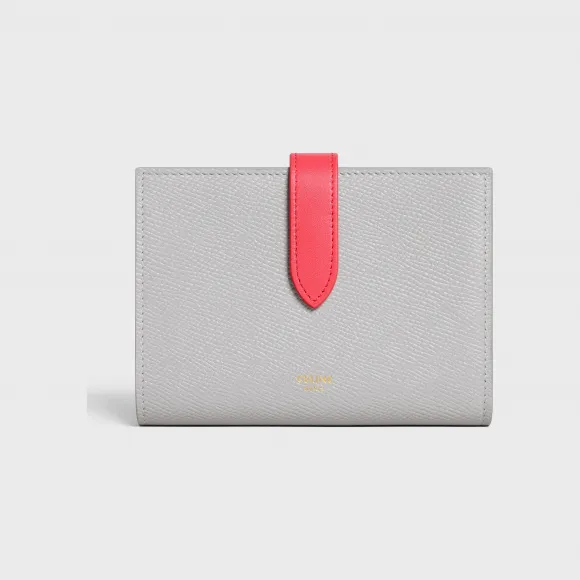 思琳/Celine 女士 双色珠地小牛皮中型搭带银包 - LIGHT GREY / GRENADINE 10B643BRU.08LR-小迈步海 ...