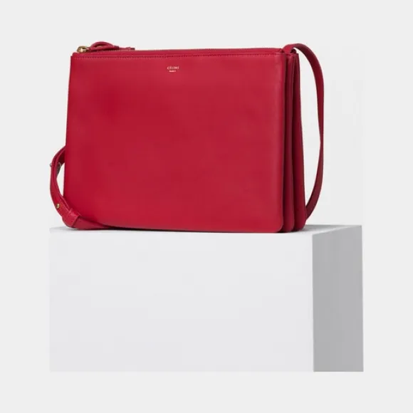 思琳/Celine Trio大号红色光滑小羊皮手袋 171453ETA.27ED-小迈步海淘品牌官网