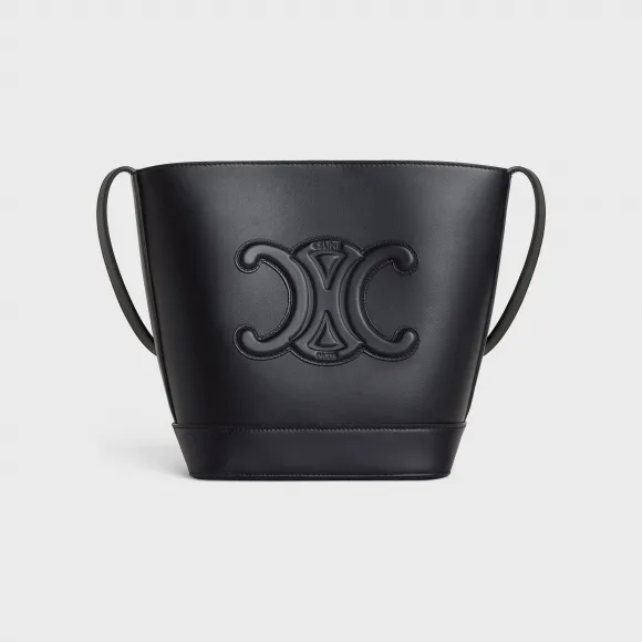 思琳/Celine 女士 平滑小牛皮CUIR TRIOMPHE小型BUCKET手袋 - 黝黑色 198243DU3.38NO-小迈步海淘品牌官网