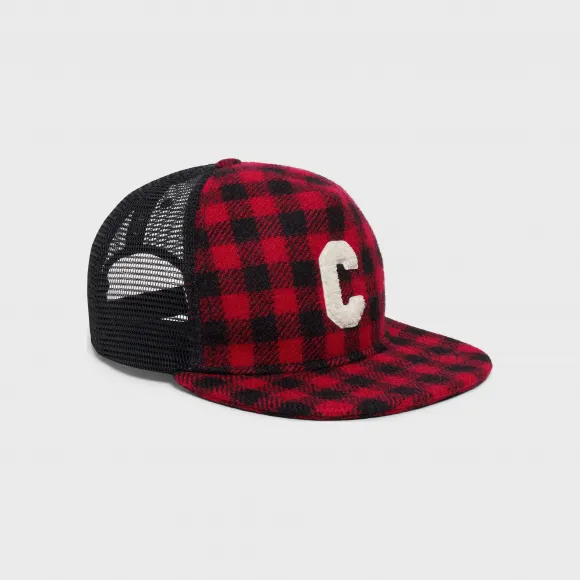 思琳/Celine 男士 Initial Check Cap / Wool-Red / Black 2AUT2000O.27NG-小迈步海淘品牌官网