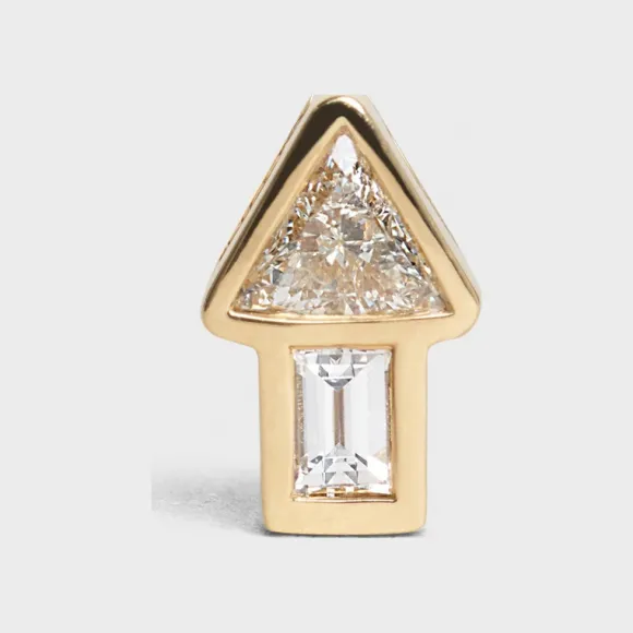 思琳/Celine 女士 CELINE Sentimental 黄色金镶钻小号箭头耳钉 46P026GYD.37YW-小迈步海淘品牌官网