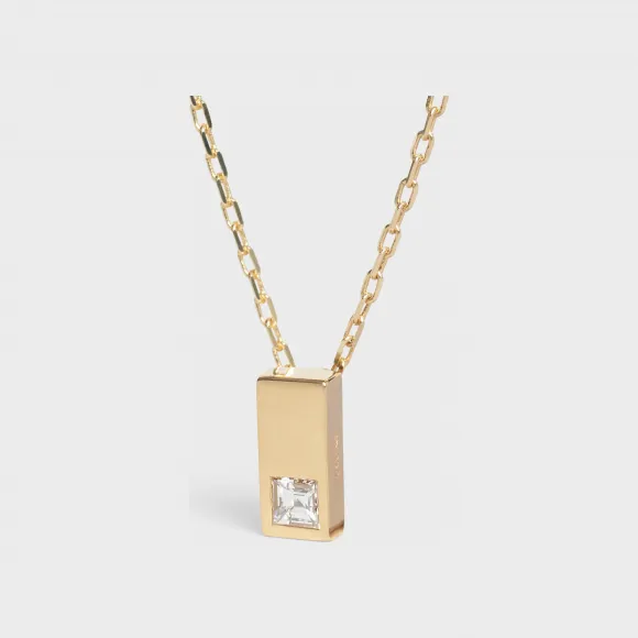 思琳/Celine 女士 CELINE Sentimental 黄色金镶钻双正方形项链 46P086GYD.37YW-小迈步海淘品牌官网