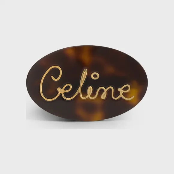 思琳/Celine CELINE Cursive 金色饰面黄铜、醋酸酯和铁合金材质发夹 46W426SBA.35GW-小迈步海淘品牌官网
