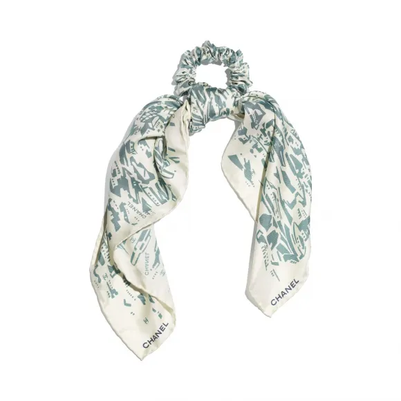 香奈儿/Chanel 发饰 真丝斜纹布 绿与乳白 AA7390-B04923-NB171-小迈步海淘品牌官网