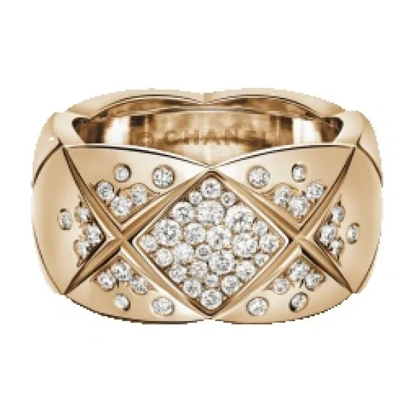 香奈儿/Chanel COCO CRUSH系列戒指 - 菱格纹图案，奢华款，BEIGE米色18K金，镶嵌钻石 - J11100-小迈步海淘品牌官网