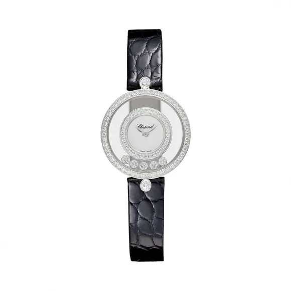 萧邦/Chopard Happy Diamonds系列 石英机芯 18k白金 女表 203957-1201-小迈步海淘品牌官网