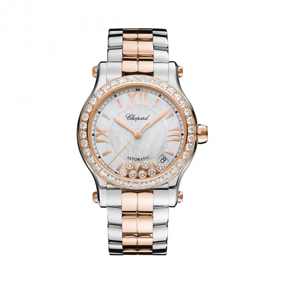 萧邦/Chopard Happy Diamonds系列 自动机械机芯 18k玫瑰金/精钢镶钻 女表 278559-6007-小迈步海淘品牌官网