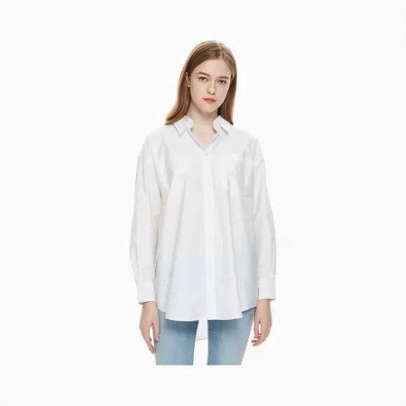 卡尔文·克莱恩/Calvin Klein 女士新款纯棉休闲衬衫 J211302-牛仔休闲系列-小迈步海淘品牌官网