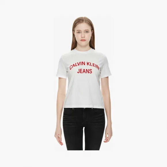 卡尔文·克莱恩/Calvin Klein 女士新款纯棉短袖T恤 J211622-牛仔休闲系列-小迈步海淘品牌官网