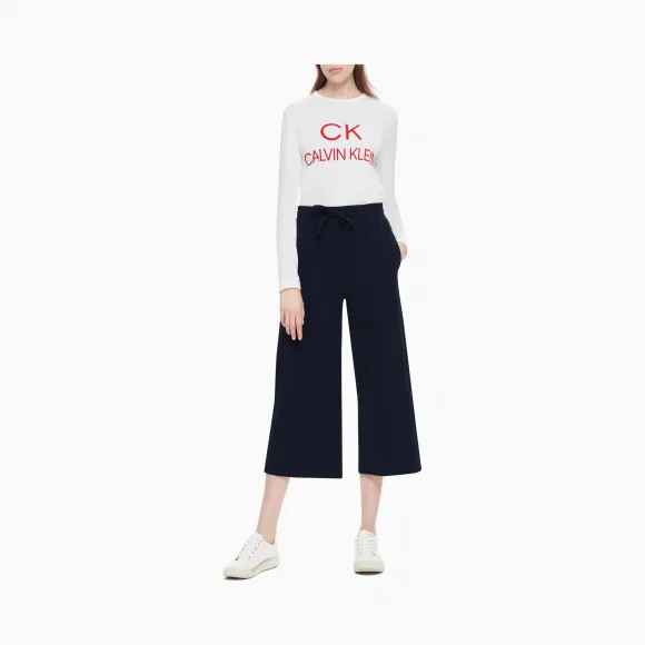 卡尔文·克莱恩/Calvin Klein 女士新款针织休闲裤/阔腿裤 W76075107C-CKCK-小迈步海淘品牌官网