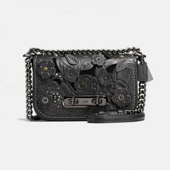 蔻驰/Coach 铬鞣皮革茶玫瑰COACH SWAGGER 20单肩包 12038 DKBLK-小迈步海淘品牌官网