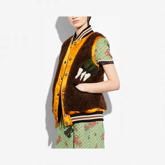 蔻驰/Coach REXY 羊毛皮VARSITY背心 20230 M9J-小迈步海淘品牌官网