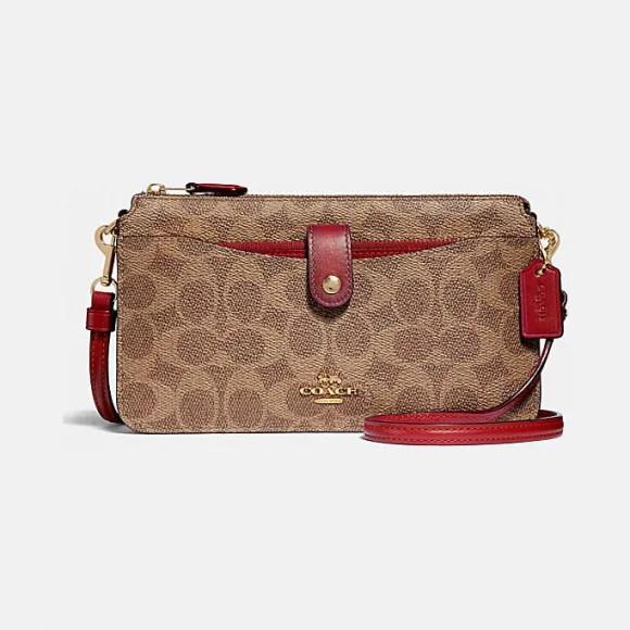 蔻驰/Coach 拼色经典标志帆布NOA POP-UP信使包 37458_V5P22-小迈步海淘品牌官网