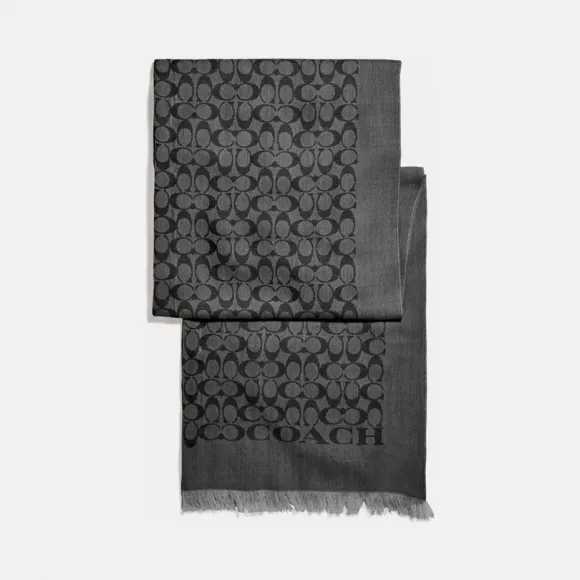 蔻驰/Coach 双色经典标志披巾 39578-BLK-ONE-小迈步海淘品牌官网