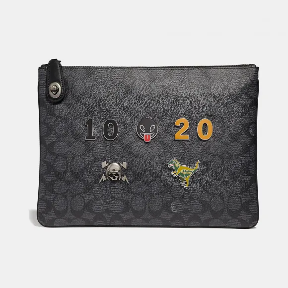 蔻驰/Coach Pouch in 经典标志帆布 41896 CHR-小迈步海淘品牌官网