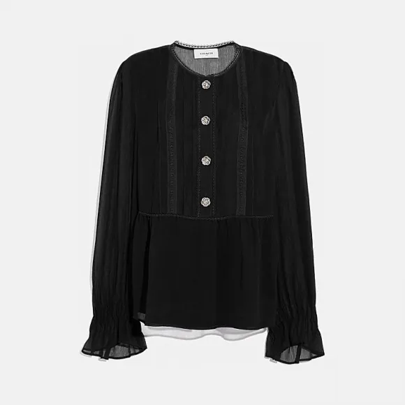 蔻驰/Coach 长袖茶玫瑰衬衣 67721 BLK-小迈步海淘品牌官网