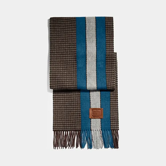 蔻驰/Coach VARSITY条纹格子印花长围巾 76095_P2J-小迈步海淘品牌官网